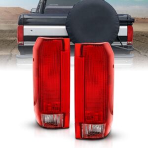 amerilite red replacement tail light assembly set for ford bronco / f150 f250 f350 styleside pickup - driver and passenger side