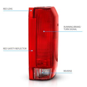 AmeriLite Red Replacement Tail Light Assembly Set for Ford Bronco / F150 F250 F350 Styleside Pickup - Driver and Passenger Side