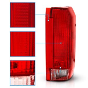 AmeriLite Red Replacement Tail Light Assembly Set for Ford Bronco / F150 F250 F350 Styleside Pickup - Driver and Passenger Side