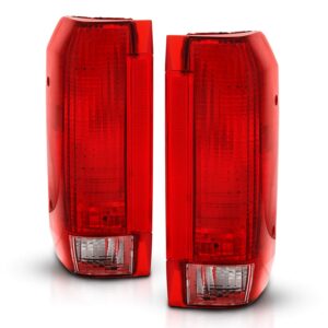 AmeriLite Red Replacement Tail Light Assembly Set for Ford Bronco / F150 F250 F350 Styleside Pickup - Driver and Passenger Side