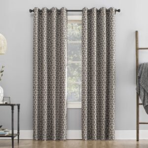 sun zero verve twill mosaic thermal extreme total blackout grommet curtain panel, 52" x 84", cocoa brown/cream