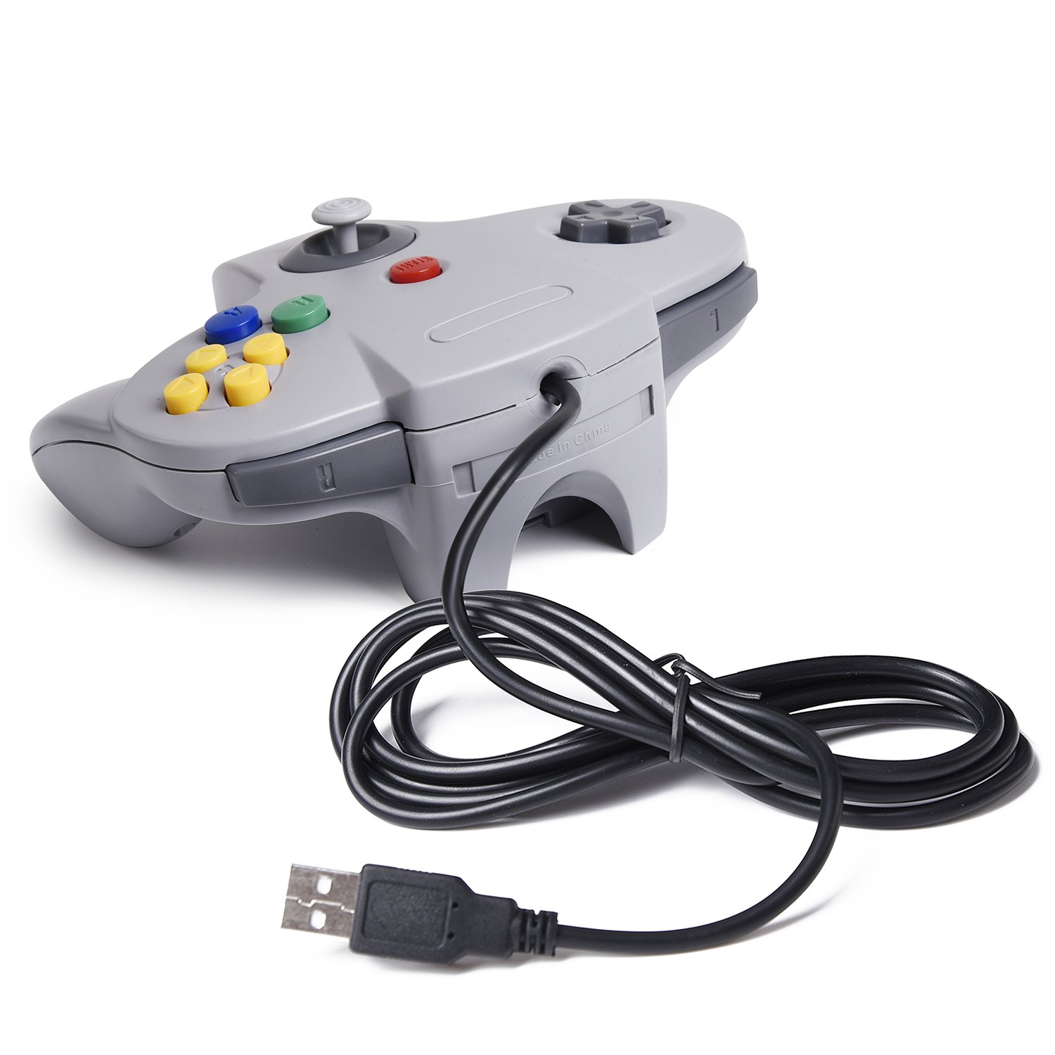 MODESLAB USB N64 Controller, Retro Classic Wired N64 Controllers 64 Bit Remote Gamepad Joystick for Windows PC Linux Mac Raspberry Pi 3 - Gray