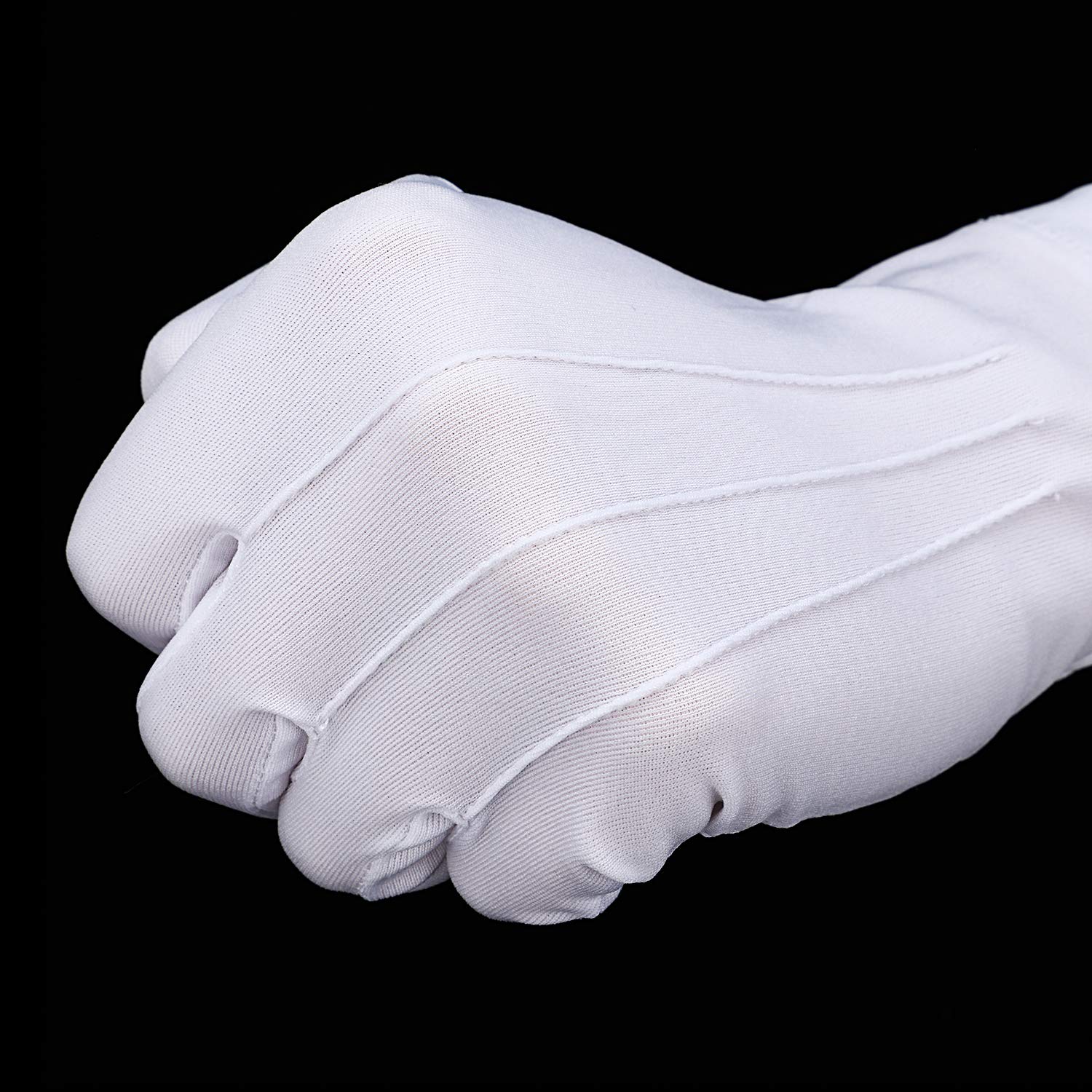 Shappy 2 Pairs White Cotton Gloves Men Costume Stitched Uniform Gloves for Wedding Formal Tuxedo Party Jewelry Inspection (Nylon 10 Inch)