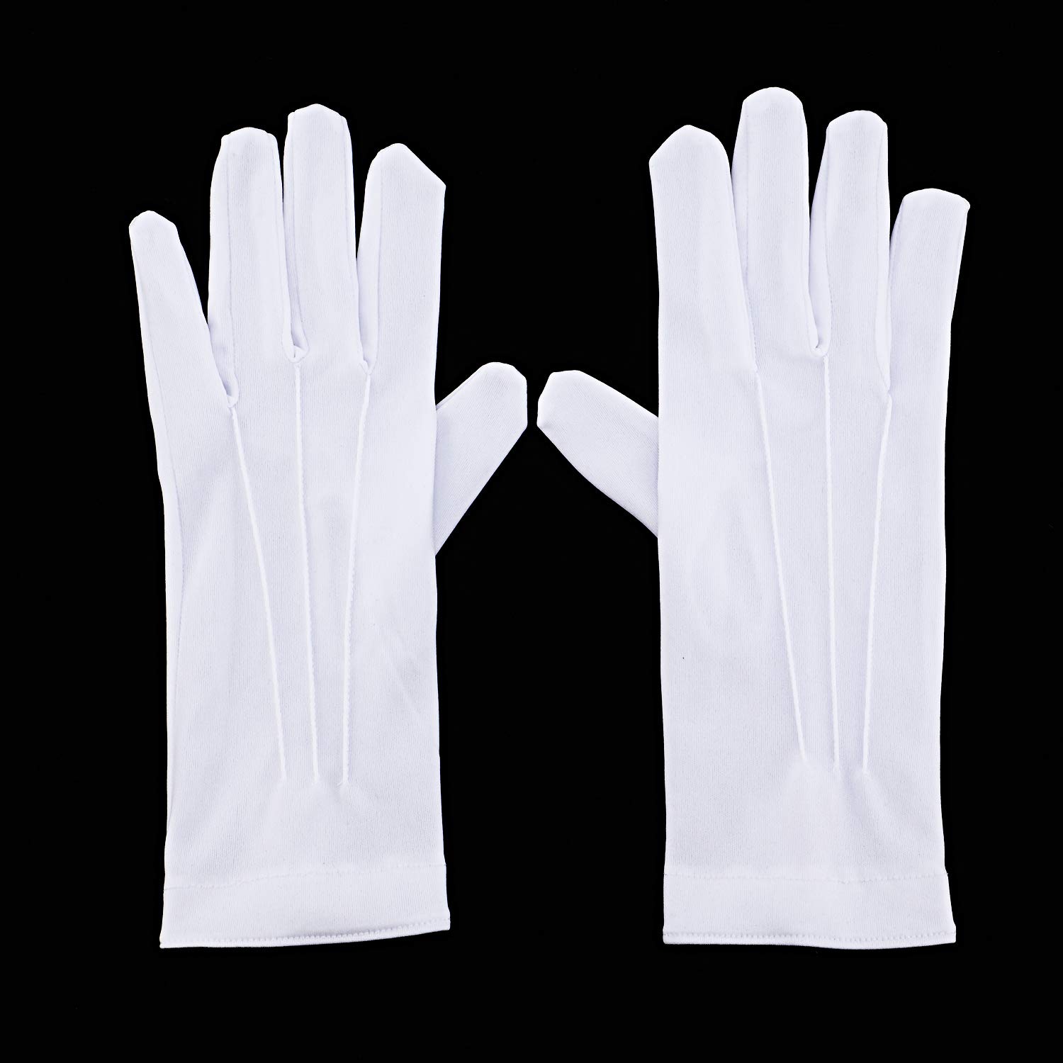 Shappy 2 Pairs White Cotton Gloves Men Costume Stitched Uniform Gloves for Wedding Formal Tuxedo Party Jewelry Inspection (Nylon 10 Inch)