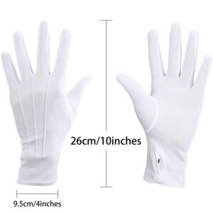 Shappy 2 Pairs White Cotton Gloves Men Costume Stitched Uniform Gloves for Wedding Formal Tuxedo Party Jewelry Inspection (Nylon 10 Inch)