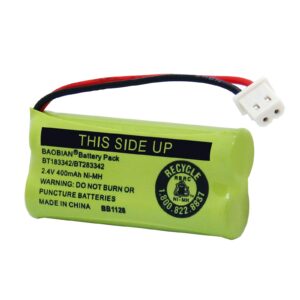 BAOBIAN BT183342/BT283342 2.4V 400mAh Ni-MH BT166342/BT266342 BT162342/BT262342 Rechargeable Cordless Phone Battery CS6709 CS6609 CS6509 CS6409 EL52100 EL50003 (2 Pack)