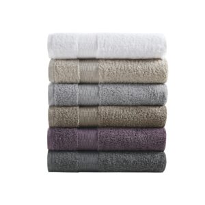 Madison Park Signature Luce 100% Egyptian Cotton Luxurious Bath Towel Set, Silky Soft, Highly Absorbent, Premium Spa Quality, Multi-Sizes, Dark Taupe 6 Piece