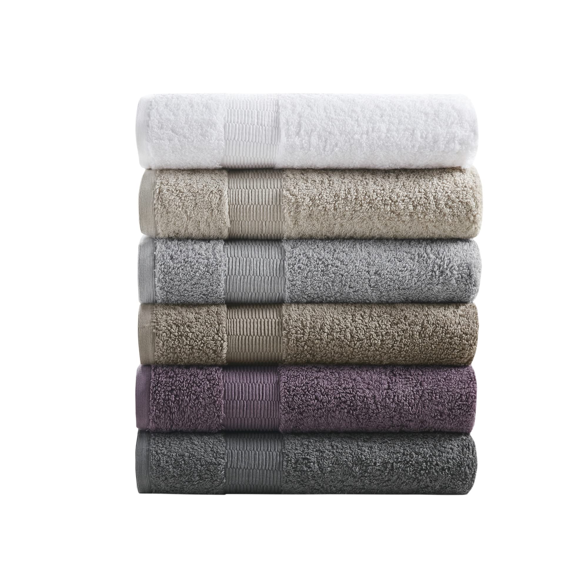 Madison Park Signature Luce 100% Egyptian Cotton Luxurious Bath Towel Set, Silky Soft, Highly Absorbent, Premium Spa Quality, Multi-Sizes, Dark Taupe 6 Piece