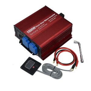 1000W Pure sine ave Power Inverter, Input DC24V Output AC110V 60Hz, with Dual Sockets, USB Output and LCD Wired Remote kit Ideal for 24V Solar System