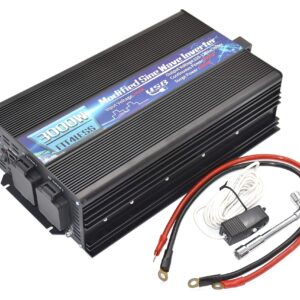 3000W Output Power Inverter with Dual sockets and USB, Modified sine Wave, Input DC12V or DC 24V Output 110V 60Hz. (24V)