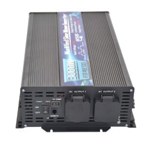 3000W Output Power Inverter with Dual sockets and USB, Modified sine Wave, Input DC12V or DC 24V Output 110V 60Hz. (24V)