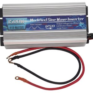 Power Inverter 1500W with Output Dual sockets. Input 12V or 24V and Output 110V 60Hz with DC5V 2000mA Output. (12V)