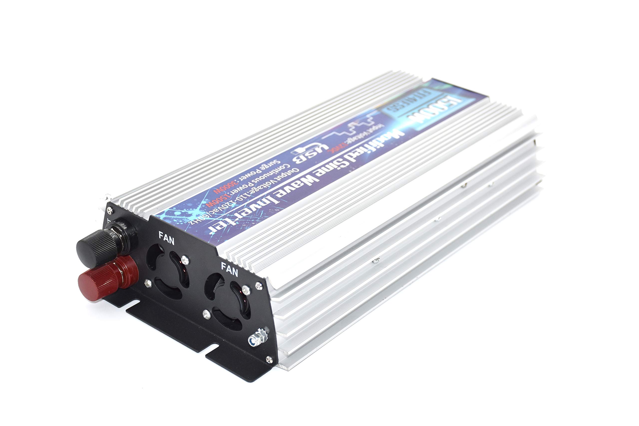 Power Inverter 1500W with Output Dual sockets. Input 12V or 24V and Output 110V 60Hz with DC5V 2000mA Output. (12V)