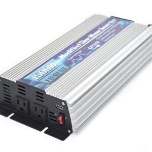 Power Inverter 1500W with Output Dual sockets. Input 12V or 24V and Output 110V 60Hz with DC5V 2000mA Output. (12V)