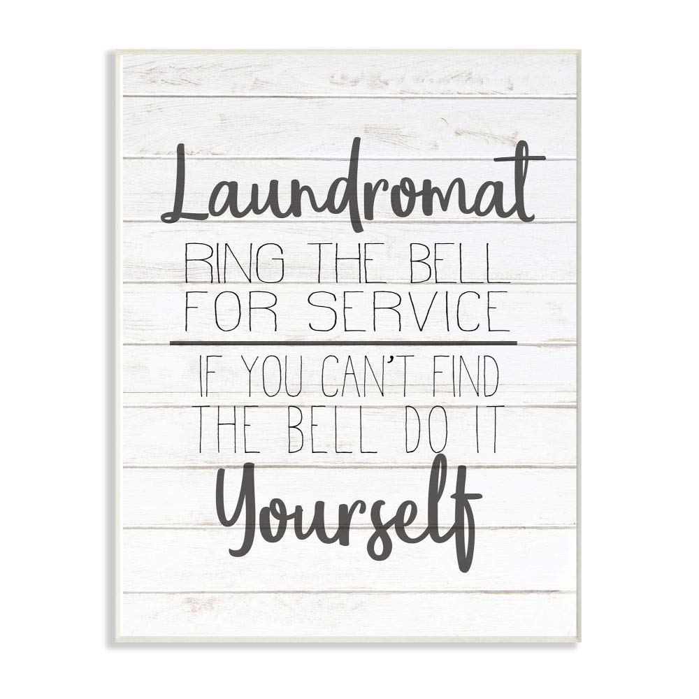 Stupell Industries Laundromat Funny Word Bathroom Laundry Black and White Design Signs and Plaques, Multi-Color