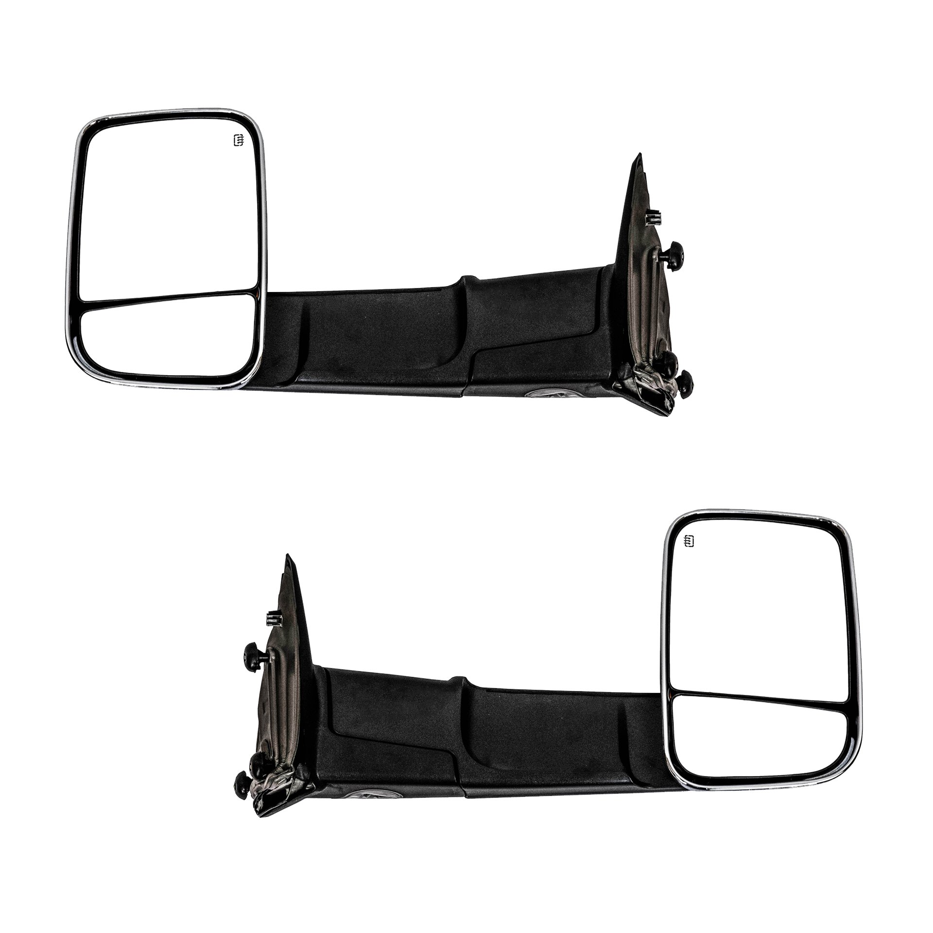 Paragon Towing Mirrors for 2010-18 Dodge Ram 1500/2500/3500 - Powered Glass, Heated, Turn Signals, Puddle Light, Temp Sensor - Chrome Pair Set