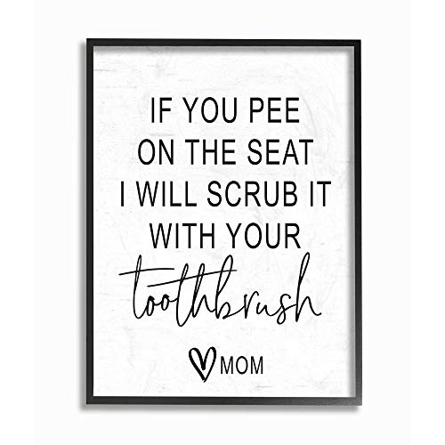 Stupell Industries Pee On Seat Funny Word Bathroom Black and White Design Prints, Multi-Color