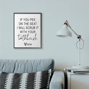 Stupell Industries Pee On Seat Funny Word Bathroom Black and White Design Prints, Multi-Color