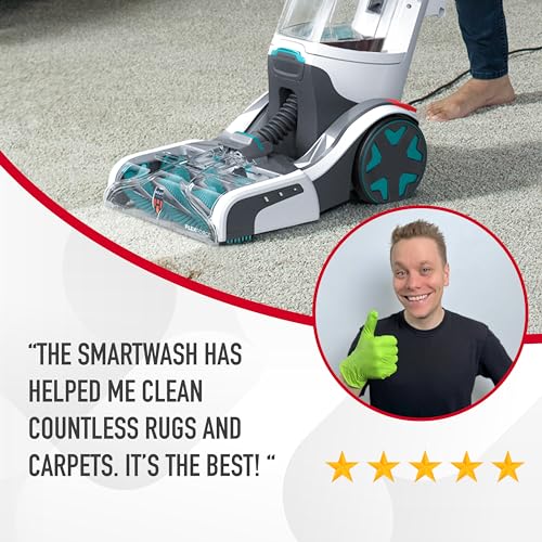 Hoover SmartWash+ Automatic Carpet Cleaner Machine, for Carpet and Upholstery, FH52000 + 64 oz Everyday Carpet Cleaner Solution, Deep Cleaning Carpet Shampoo, AH31924