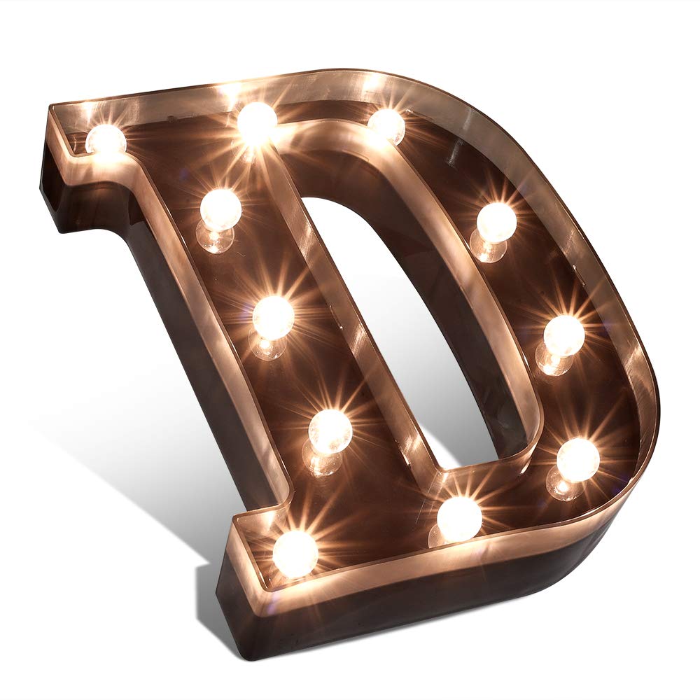 LED Marquee Letter Lights Black Alphabet Light Up Sign for Wedding Home Party Bar Decoration Battery Powered Letter Decor-D