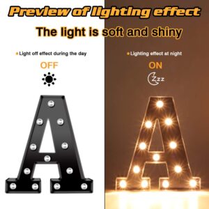 LED Marquee Letter Lights Black Alphabet Light Up Sign for Wedding Home Party Bar Decoration Battery Powered Letter Decor-D