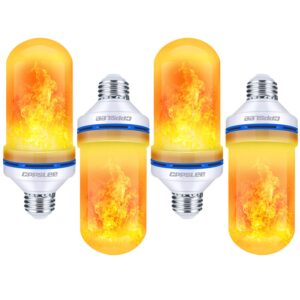 cppslee led flame light bulbs, 4 modes fire light bulbs, e26 base flame bulb, holiday decorations outdoor indoor home, lights bulbs (yellow, 4 pack)