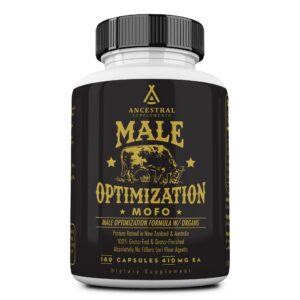 ancestral supplements mofo, supplements for men, support for test and energy levels and overall men's health and wellness, non-gmo grass fed beef organ supplement with liver, no fillers, 180 capsules