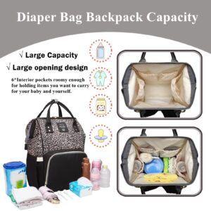 Armbq Leopard Print Diaper Bag Backpack Multi-Function Diaper Bag for Baby Care Waterproof Travel Baby Bag for Mom Purple