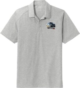 ford f-150 raptor pocket print tri blend wicking polo, light grey large