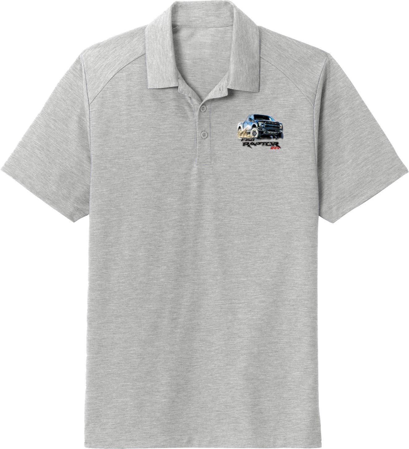 Ford F-150 Raptor Pocket Print Tri Blend Wicking Polo, Light Grey Large