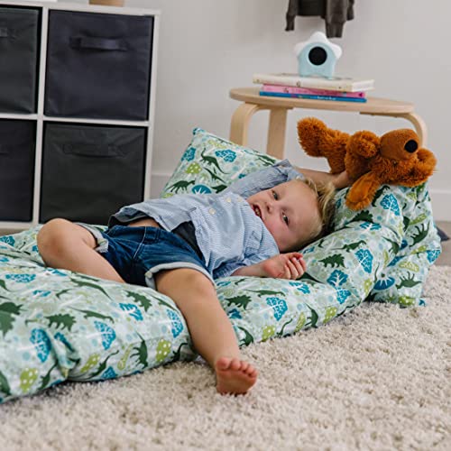 Wildkin Kids Floor Lounger: Ideal for Boys and Girls, Travel-Friendly, Perfect for Sleepovers - Pillow Lounger for Kids, Requires Standard Size Pillows Not Included (Dinomite Dinosaurs)