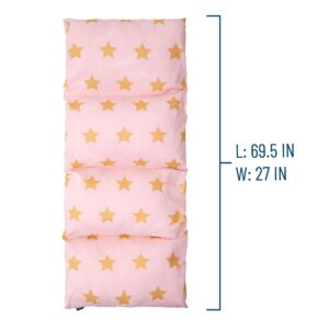 Wildkin Kids Floor Lounger: Ideal for Boys and Girls, Travel-Friendly, Perfect for Sleepovers - Pillow Lounger for Kids, Requires Standard Size Pillows Not Included (Pink and Gold Stars)