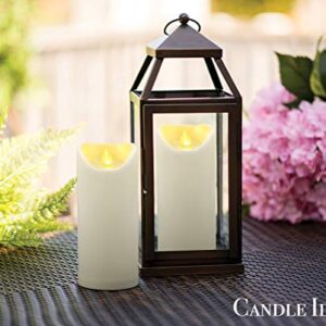 CANDLE IDEA 2 PCS 3"x7" Outdoor Waterproof Flameless LED Pillar Candles with Remote Timer, Battery Operated Electric Flickering Plastic Fake Candle for Halloween Christmas Lantern Decorations (Ivory)