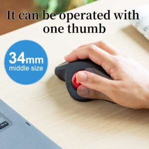 SANWA Bluetooth Ergonomic Trackball Mouse, Optical Vertical Rollerball Mice, Silent Buttons, 600/800/1200/1600 Adjustable DPI, Compatible with MacBook, Windows, macOS, iPad, Android, iOS, Chrome OS