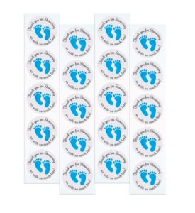 lomentics baby shower stickers | 50 pack | baby boy blue 1.5" inch round - thank you for showering us with so much love - perfect for shower favors, thank you cards, announcements