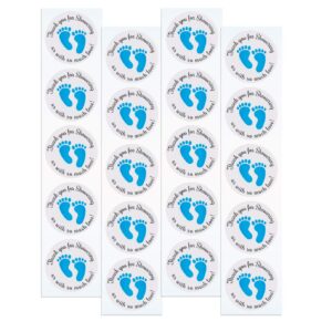 LOMENTICS Baby Shower Stickers | 50 Pack | Baby Boy Blue 1.5" Inch Round - Thank You for Showering Us with So Much Love - Perfect for Shower Favors, Thank You Cards, Announcements