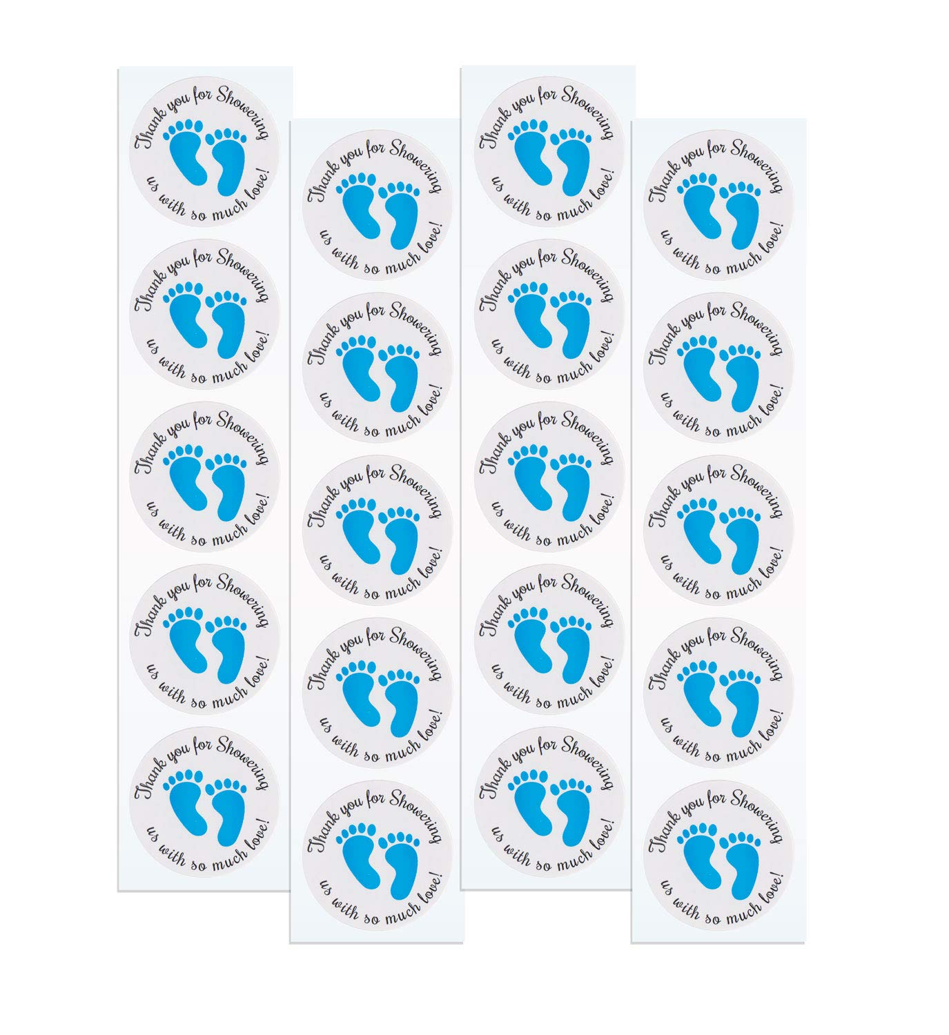 LOMENTICS Baby Shower Stickers | 50 Pack | Baby Boy Blue 1.5" Inch Round - Thank You for Showering Us with So Much Love - Perfect for Shower Favors, Thank You Cards, Announcements