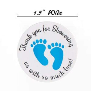 LOMENTICS Baby Shower Stickers | 50 Pack | Baby Boy Blue 1.5" Inch Round - Thank You for Showering Us with So Much Love - Perfect for Shower Favors, Thank You Cards, Announcements