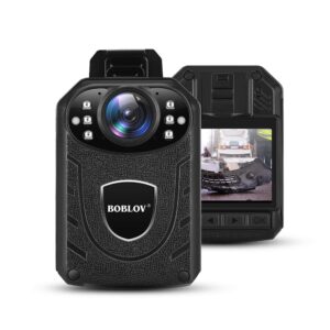 boblov kj21 body camera, 1296p body worn camera, 8-10hours recording outdoor police body camera support memory expand max 128g, easy to operate, clear nightvision (64gb)