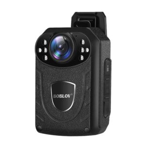 BOBLOV KJ21 Body Camera, 1296P Body Worn Camera, 8-10Hours Recording Outdoor Police Body Camera Support Memory Expand Max 128G, Easy to Operate, Clear NightVision (64GB)