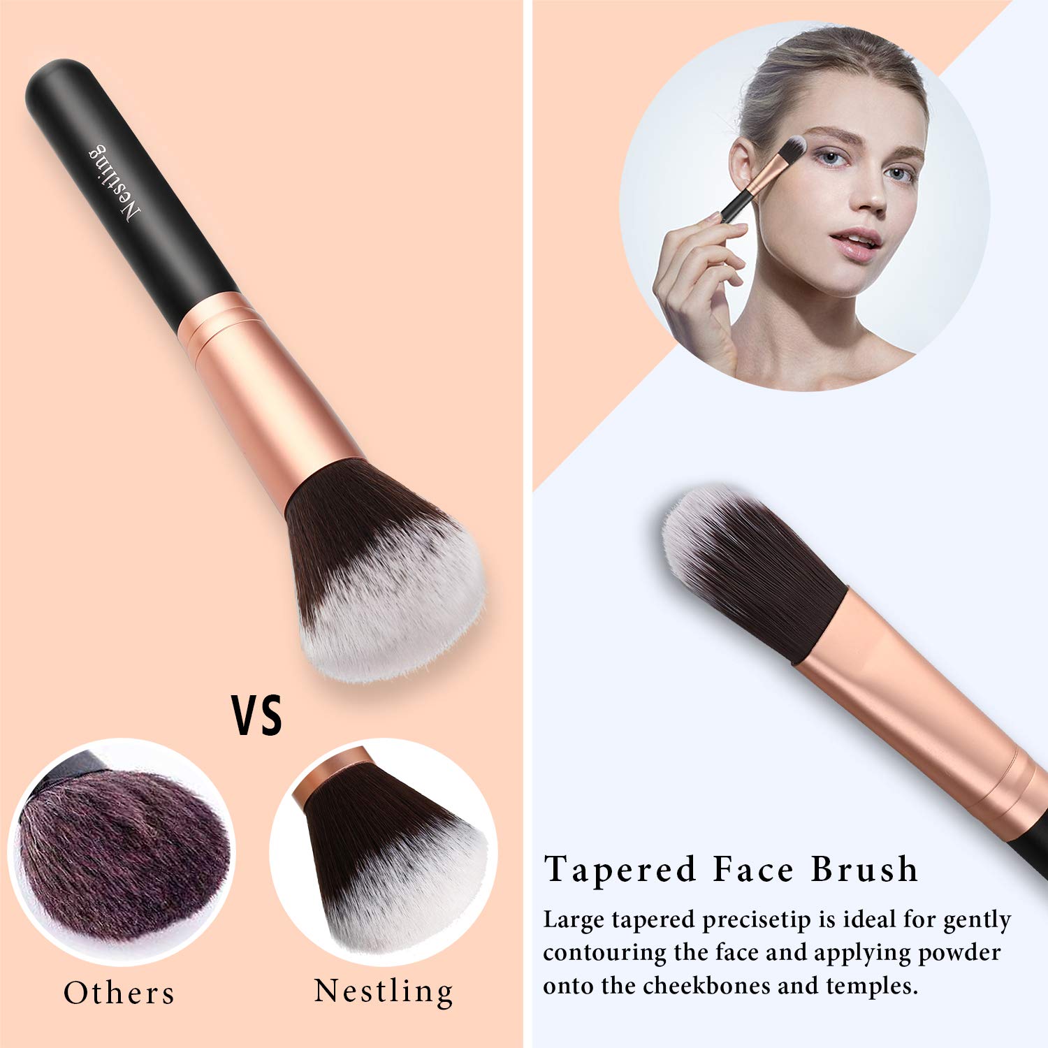 Makeup Brushes Rose Golden 14 Pcs Makeup Brush Set with Blender Sponge and Brush Cleaner Premium Synthetic Kabuki Foundation Face Powder Blush Eyeshadow Cruelty-Free Brochas De Maquillaje