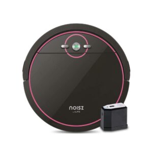 noisz by ilife s5 robot vacuum cleaner, electrowall, tangle-free suction port, quiet, automatic self-charging ideal for pet care, hard floor and low pile carpet, black