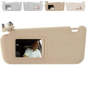 sailead sun visor replacement compatible with toyota rav4 with sunroof and light 74320-42501-b2, for year 2006 2007 2008 2009 2010 2011 2012 (beige, left driver side)