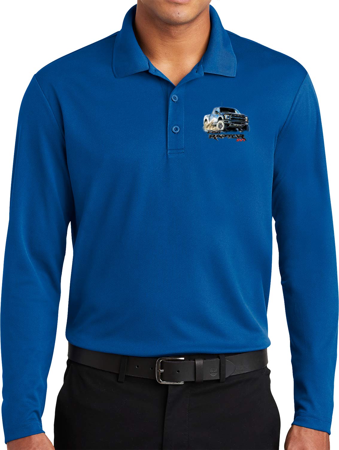 Ford F-150 Raptor Pocket Print Long Sleeve Polo, Royal 3XL