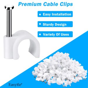 Cable Wire Clips 4mm 6mm 8mm 10mm (Pack of 200) Cable Management RG6 RG59 CAT5 CAT6 RJ45 Electrical Ethernet Dish TV Speaker Wire Cord Tie Holder Single Coaxial Nail Clamps