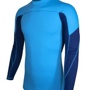 ALLEZ Men's Rash Guard Swim Shirts UPF 50+ UV Sun Protection Long Sleeve Shirts Lightweight Quick Dry Surf Fishing Shirts for Men (Blue&Navy,M)