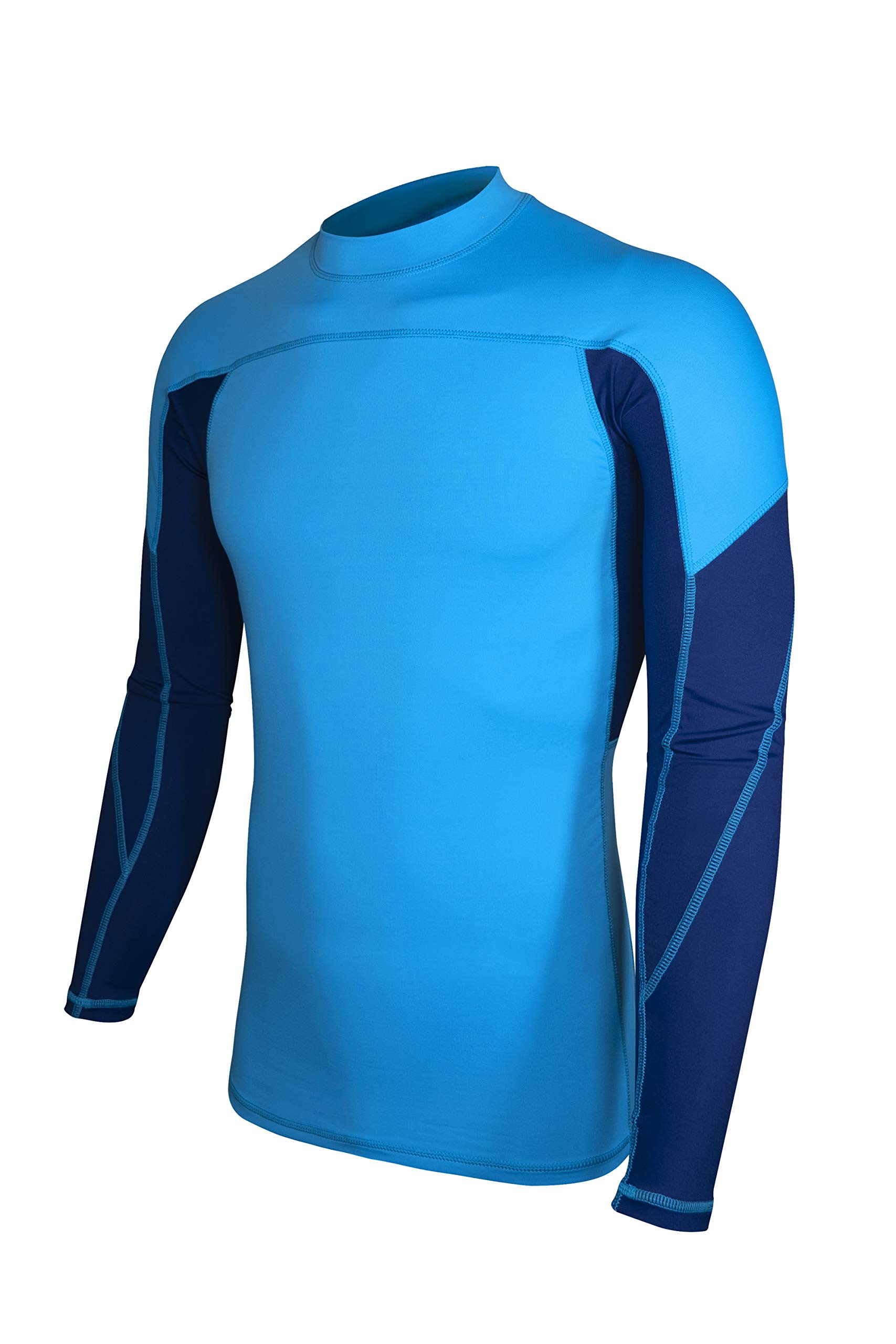 ALLEZ Men's Rash Guard Swim Shirts UPF 50+ UV Sun Protection Long Sleeve Shirts Lightweight Quick Dry Surf Fishing Shirts for Men (Blue&Navy,M)