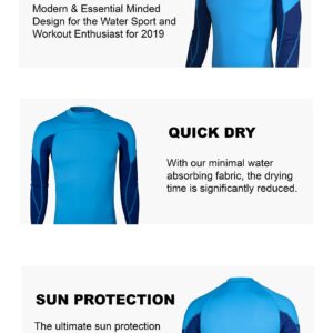 ALLEZ Men's Rash Guard Swim Shirts UPF 50+ UV Sun Protection Long Sleeve Shirts Lightweight Quick Dry Surf Fishing Shirts for Men (Blue&Navy,M)