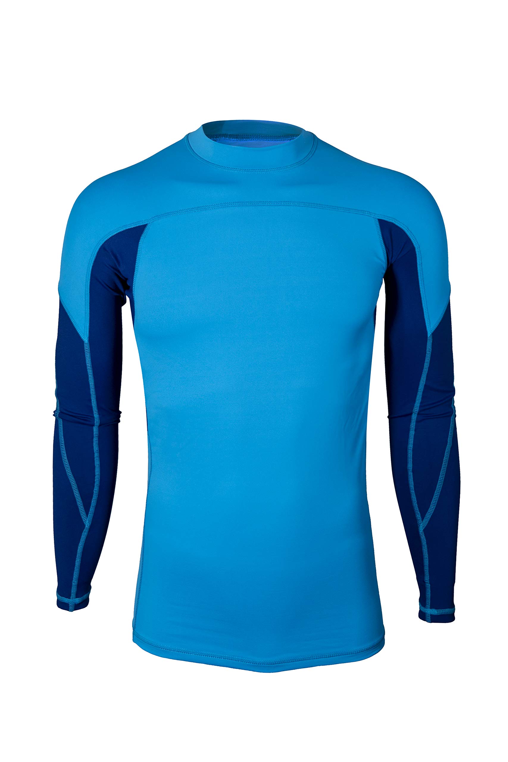 ALLEZ Men's Rash Guard Swim Shirts UPF 50+ UV Sun Protection Long Sleeve Shirts Lightweight Quick Dry Surf Fishing Shirts for Men (Blue&Navy,M)