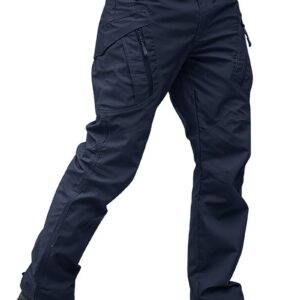 TACVASEN Military-Style Cargo Pants Waterproof Hiking Pants Men Breathable Combat Pants Shooting Pants Men Lightweight Water Resistant Pants Navy